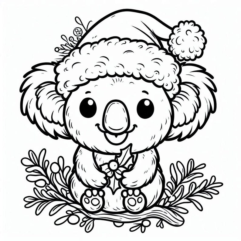 Koala Christmas Colouring Sheet - Etsy