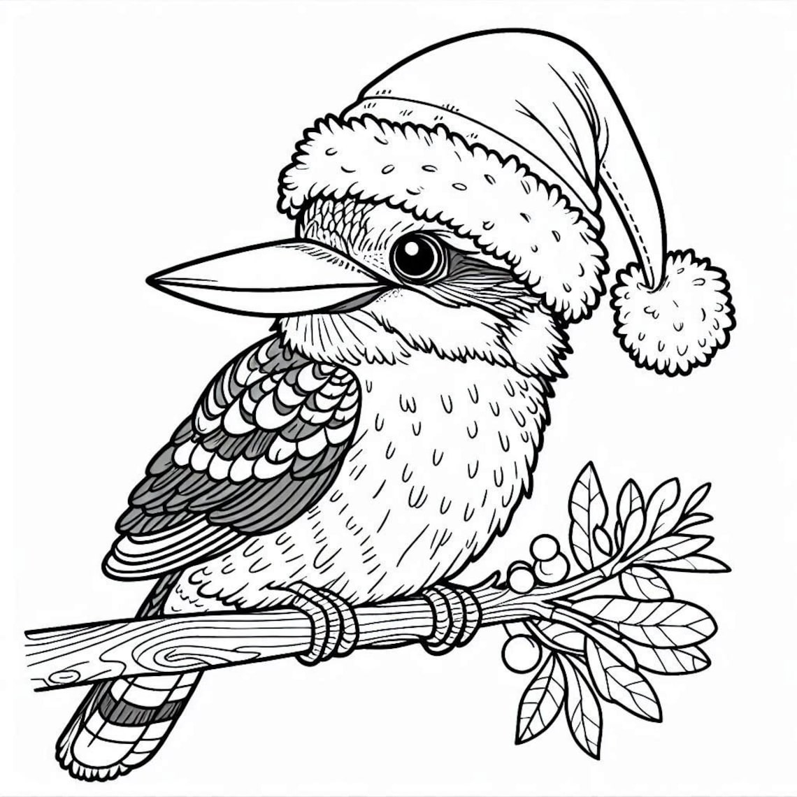 Kookaburra Christmas Colouring Sheet - Etsy