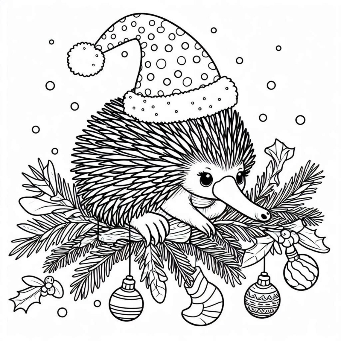 Echidna Christmas Colouring Pack - Etsy
