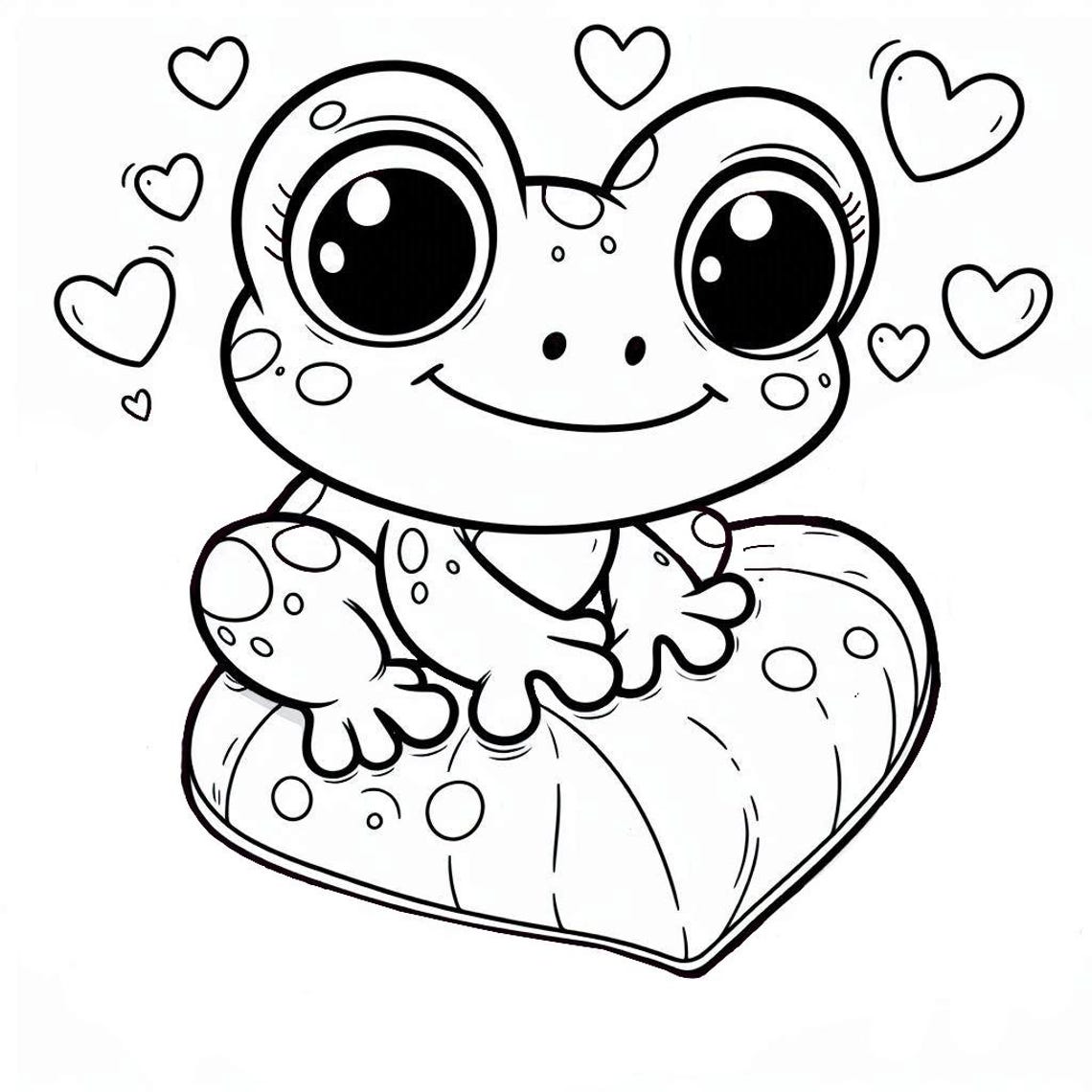 Cute Frog Valentine’s Day Colouring Page | Adorable Love-themed Digital ...