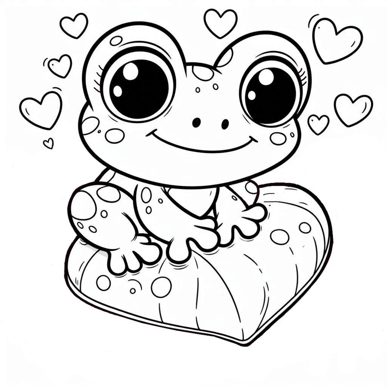 Cute Frog Valentine’s Day Colouring Page | Adorable Love-themed Digital ...