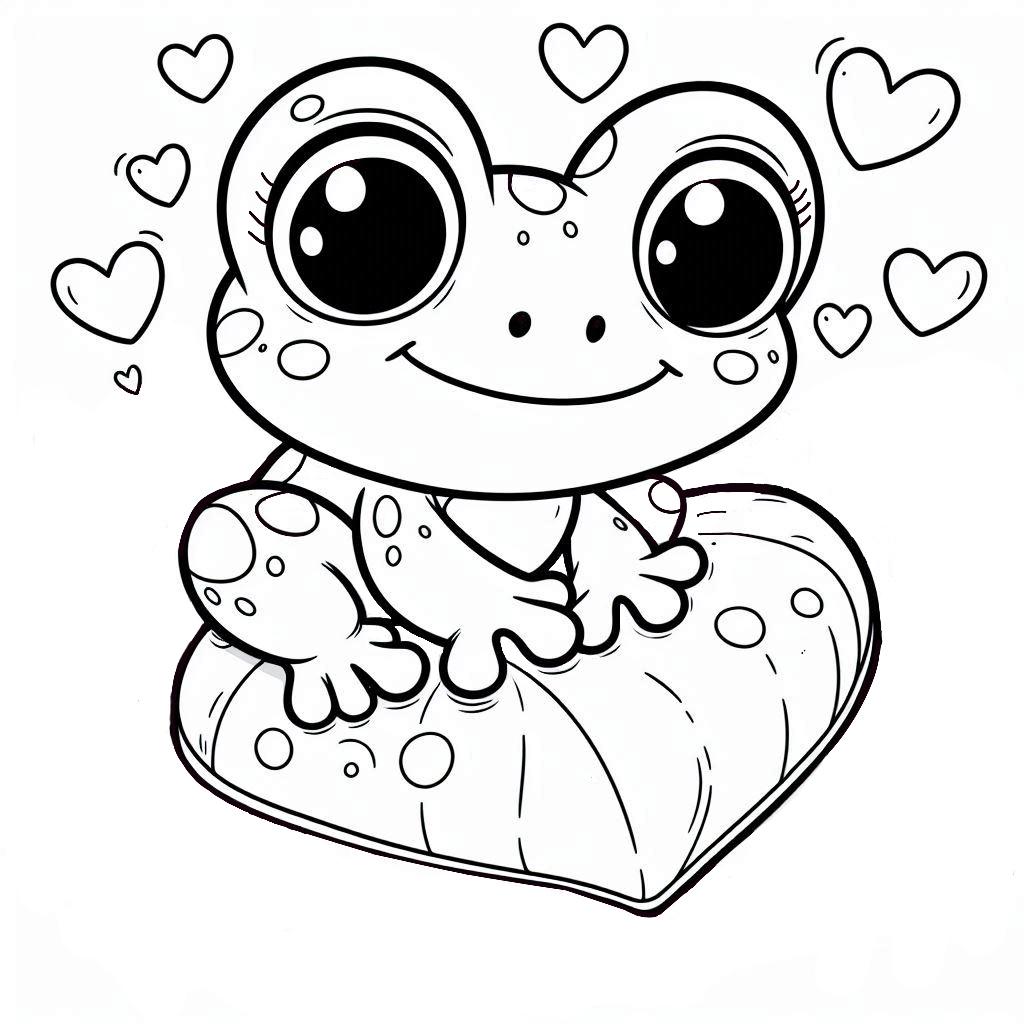 Cute Frog Valentine’s Day Colouring Page | Adorable Love-themed Digital ...