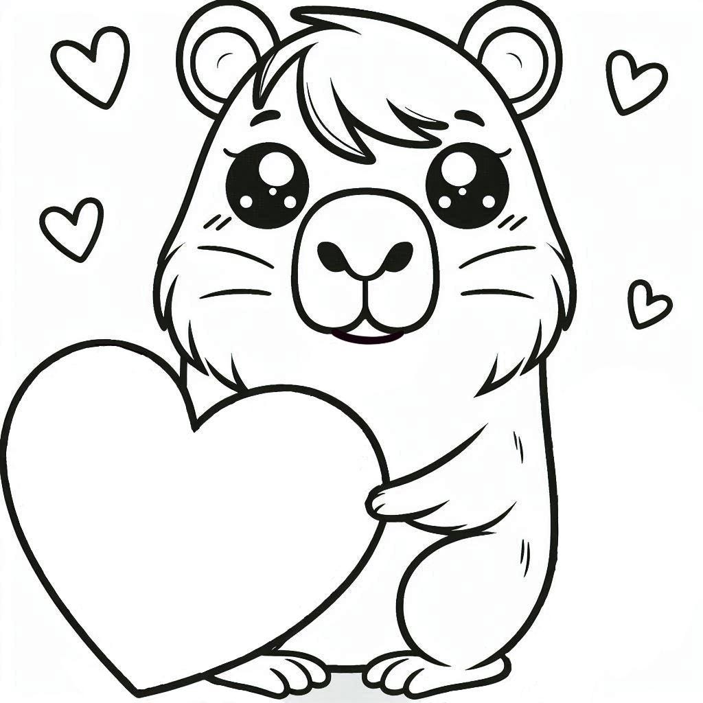 Cute Capybara Valentine’s Day Colouring Page | Adorable Love-themed ...