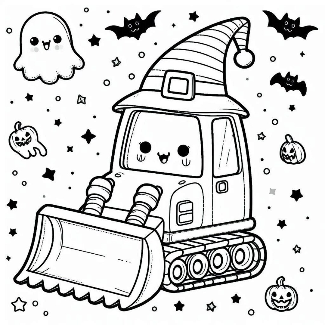 Halloween Digger Colouring - Etsy