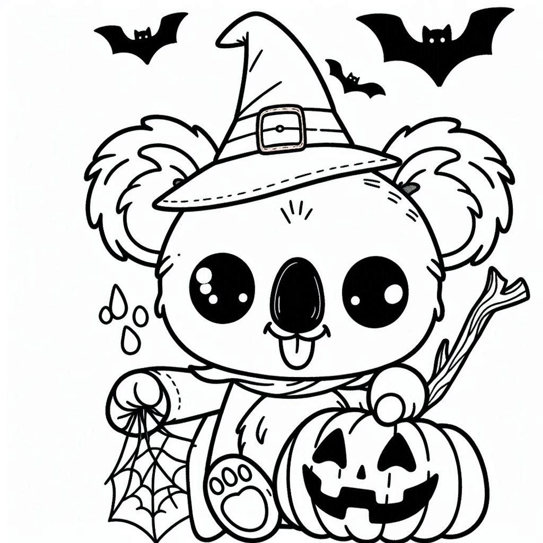 Halloween Koala Colouring - Etsy