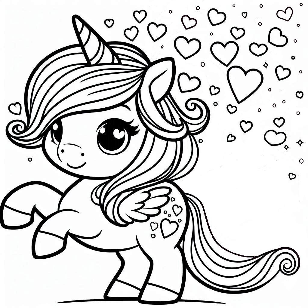 Cute Unicorn Valentine’s Day Colouring Page | Magical Love-themed ...