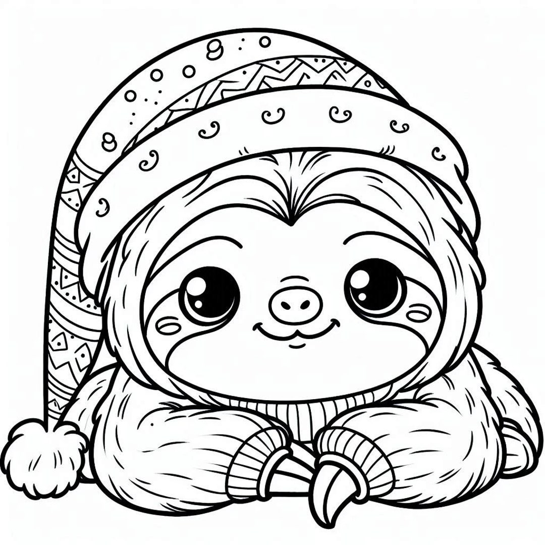 Christmas Sloth Colouring Sheet Set of 4 - Etsy