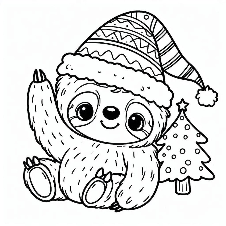 Christmas Sloth Colouring Sheet Set of 4 - Etsy