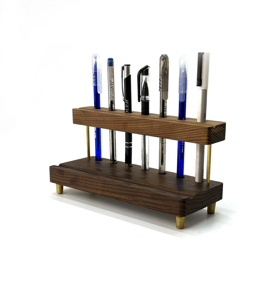 Luxury Pen Holder, Teak Wood Body and Brass Legs, Premium Gift for ...