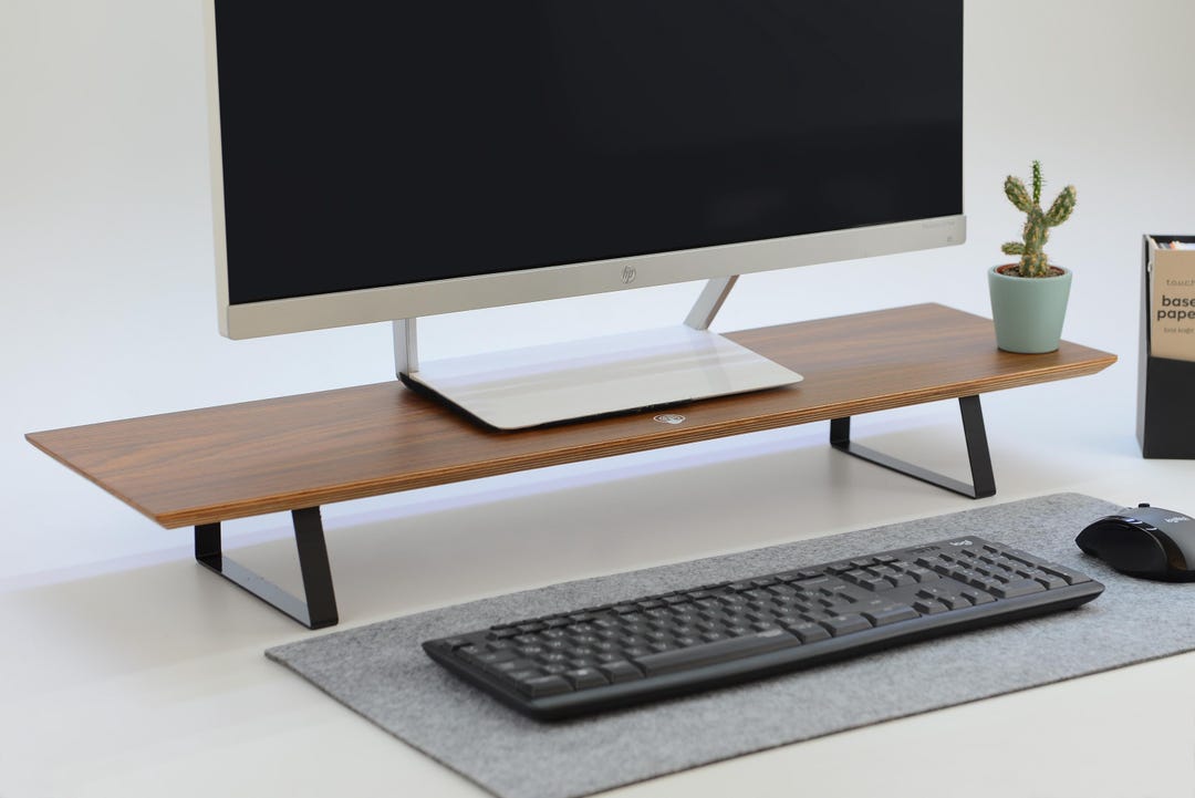 31 Oak Wood Monitor Stand, Desk Shelf Organizer, Office Monitor Riser ...