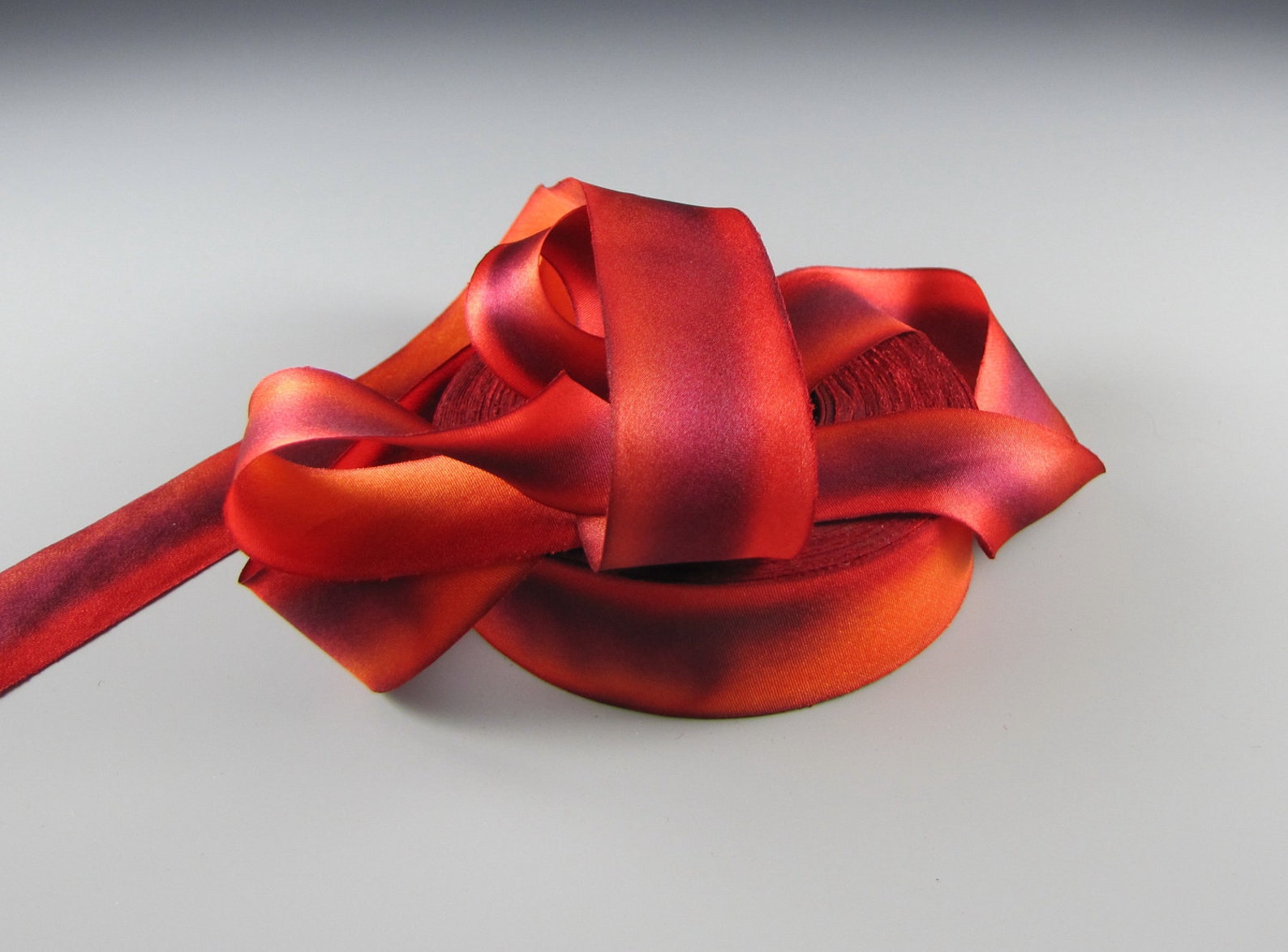 1 Wide HOT RED RIBBON Jewel Tones Hot Flash Orange Red - Etsy