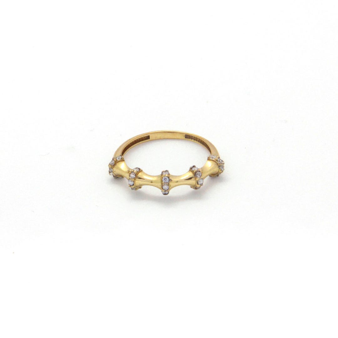 18K Solid Gold Bamboo Ring,unique Bamboo Ring,stackable Ring, Gold ...