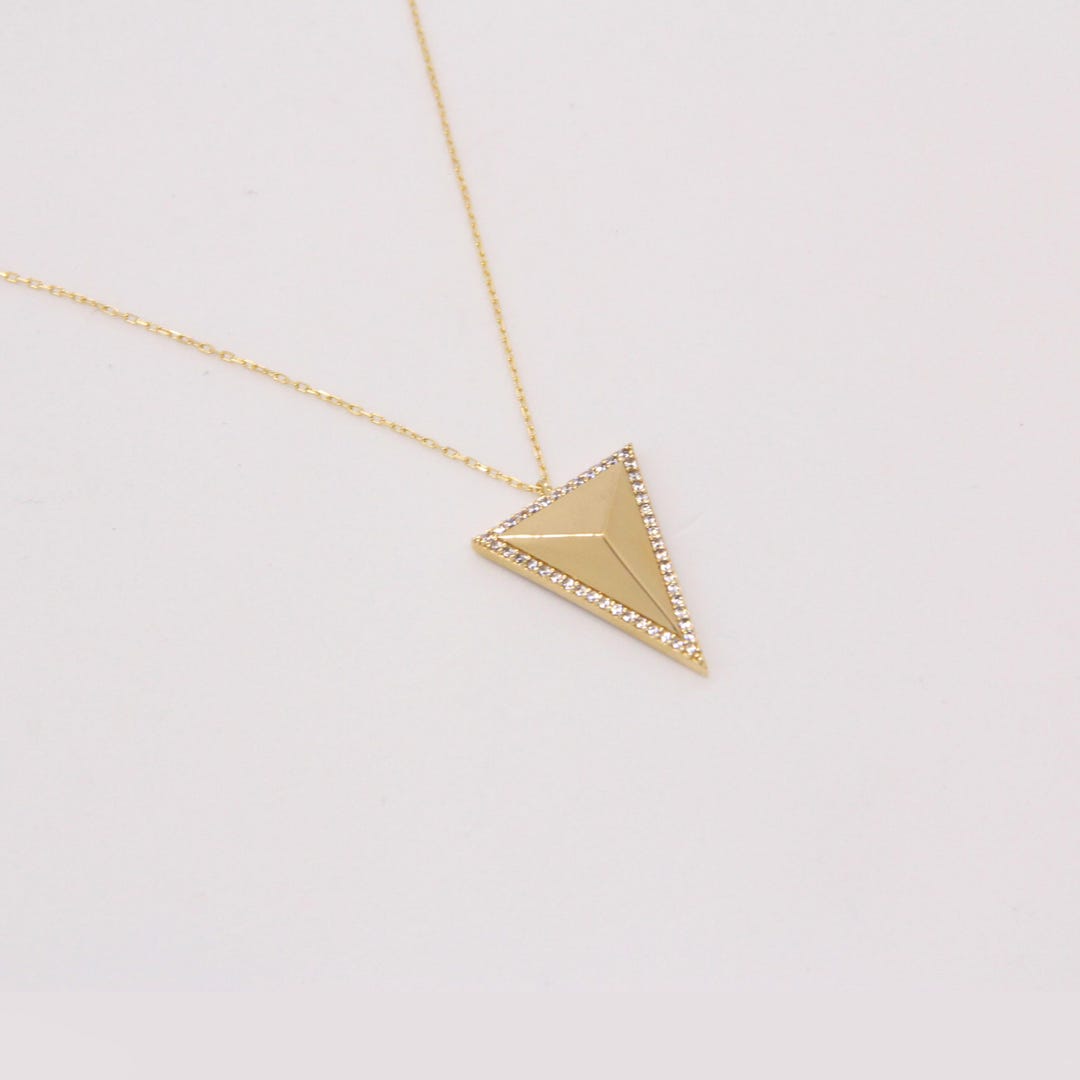 Geometric Triangle Necklace: 14k Gold Plated Silver, Minimalist Charm ...