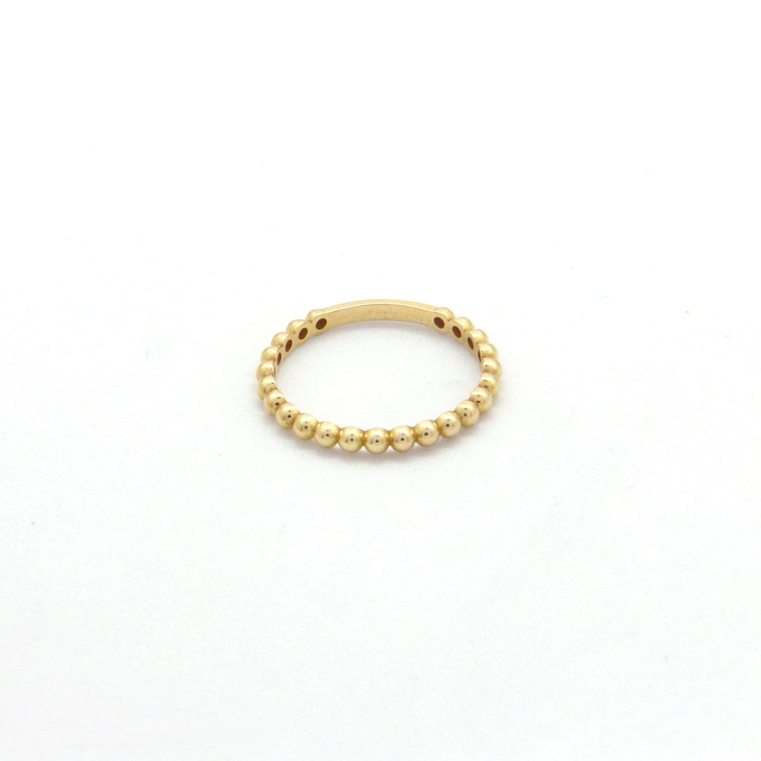18k Solid Gold Bead Ring, Minimalist Ring, Thin Stacking Ring, Dotted Ring, Stacking Ring, Thin ...