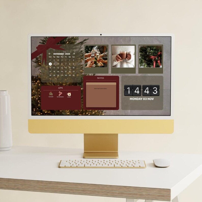 Christmas Desktop Wallpaper Organiser | Digital Download | PNG File - Etsy