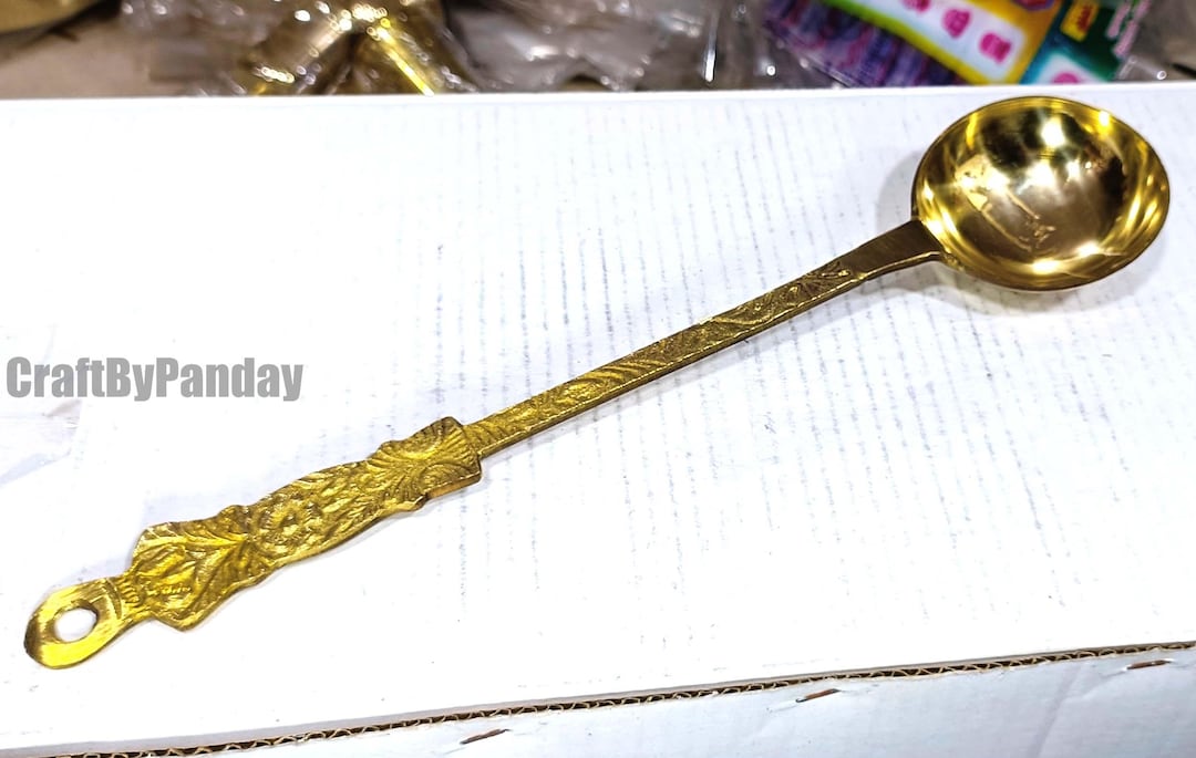 Pure Brass Ladle | Indian Cooking & Serving Spoon | 14.5 Inch - Etsy