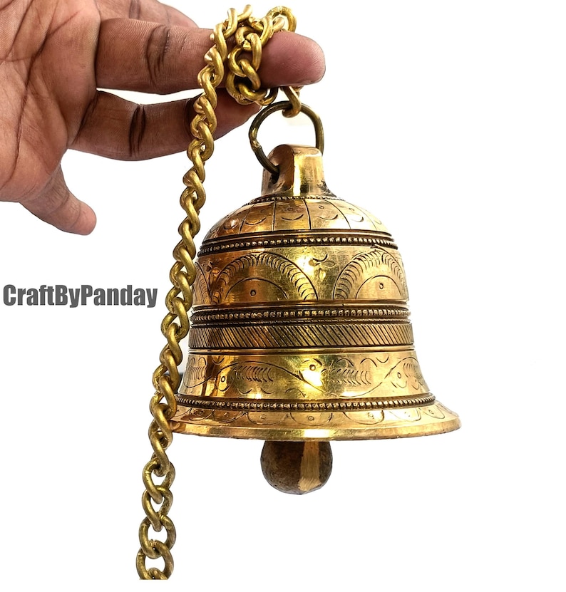 Brass Hanging Temple Bell With Chain 600 Gram 3x3x3 Inch - Etsy