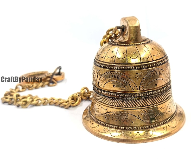 Brass Hanging Temple Bell With Chain 600 Gram 3x3x3 Inch - Etsy
