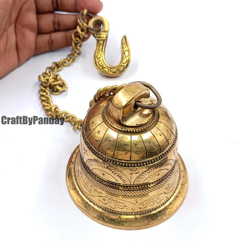 Brass Hanging Temple Bell With Chain 600 Gram 3x3x3 Inch - Etsy