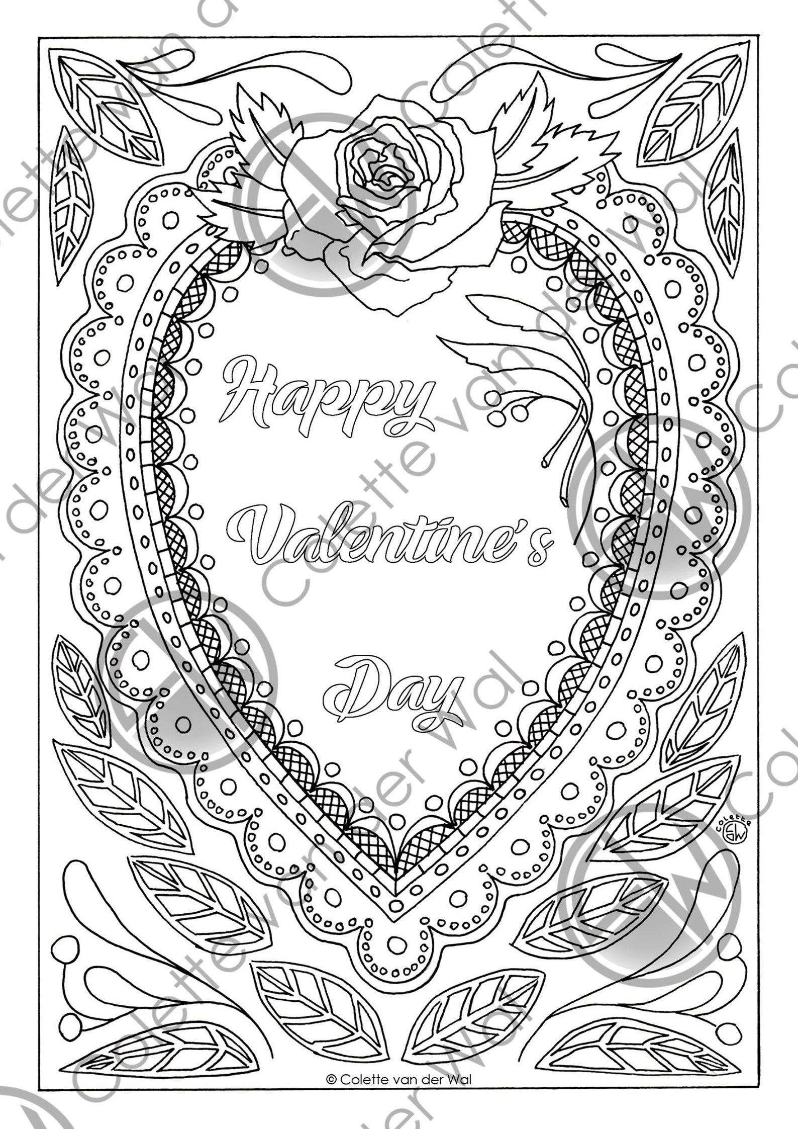 Valentine's Day Hearts - 6 Printable Coloring Pages - Valentine's Day ...