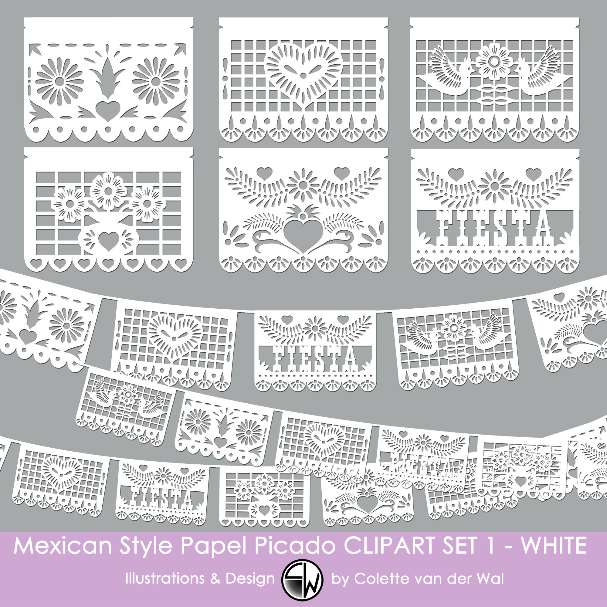 White Papel Picado Clipart