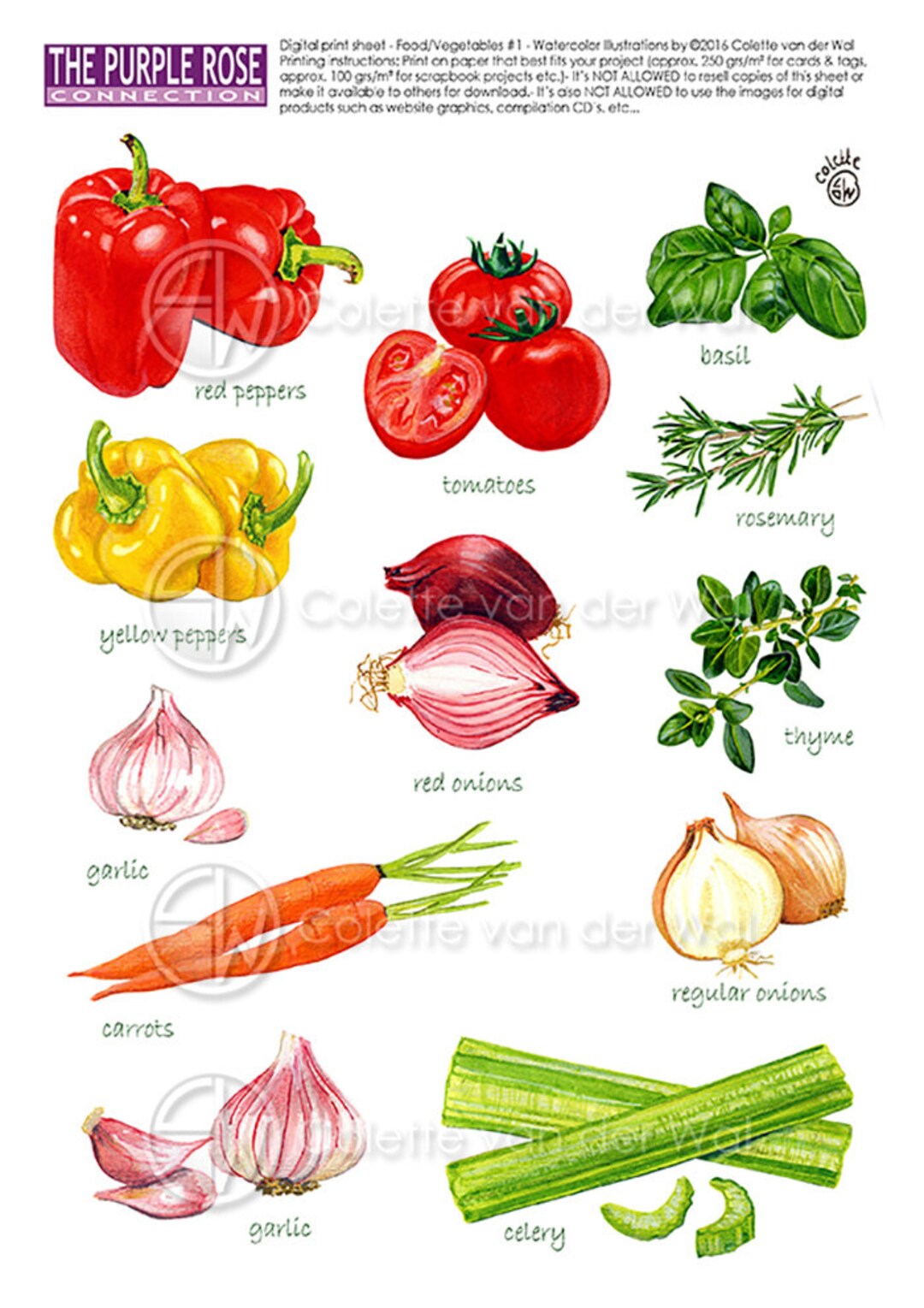 Food/vegetables Printable Sheet No. 1 INSTANT DOWNLOAD - Etsy