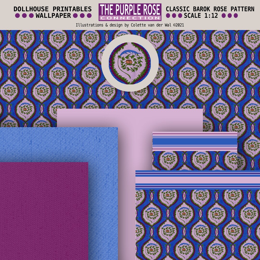 DOLLHOUSE Printable WALLPAPER - Theme: Classic Barok Rose - Miniature ...