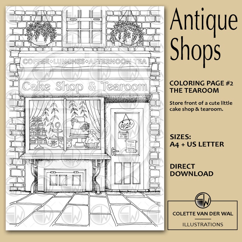 Antique SHOPS Set 1 Coloring Pages of Old Shop Fronts 3 - Etsy