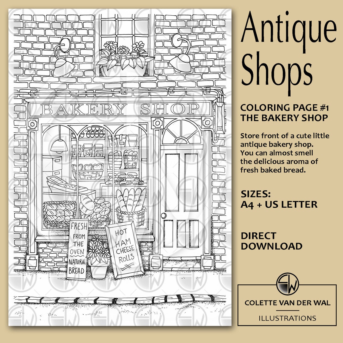 Antique SHOPS Set 1 Coloring Pages of Old Shop Fronts 3 - Etsy