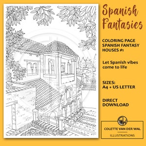 Spanish Fantasies - Set 1, Coloring Pages - Set of 5 Different Images ...