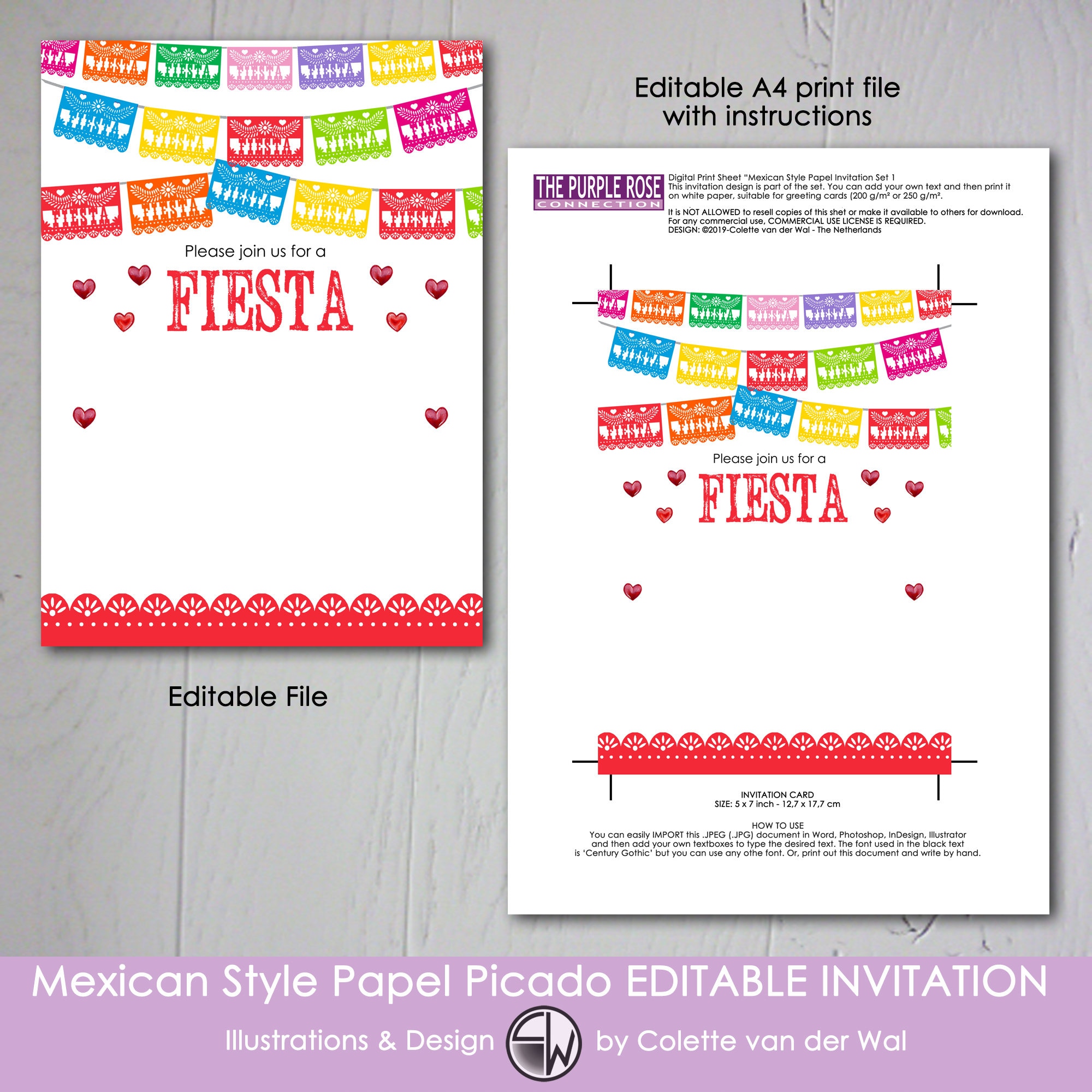 Editable Papel Picado FIESTA INVITATION Instant Download - Etsy