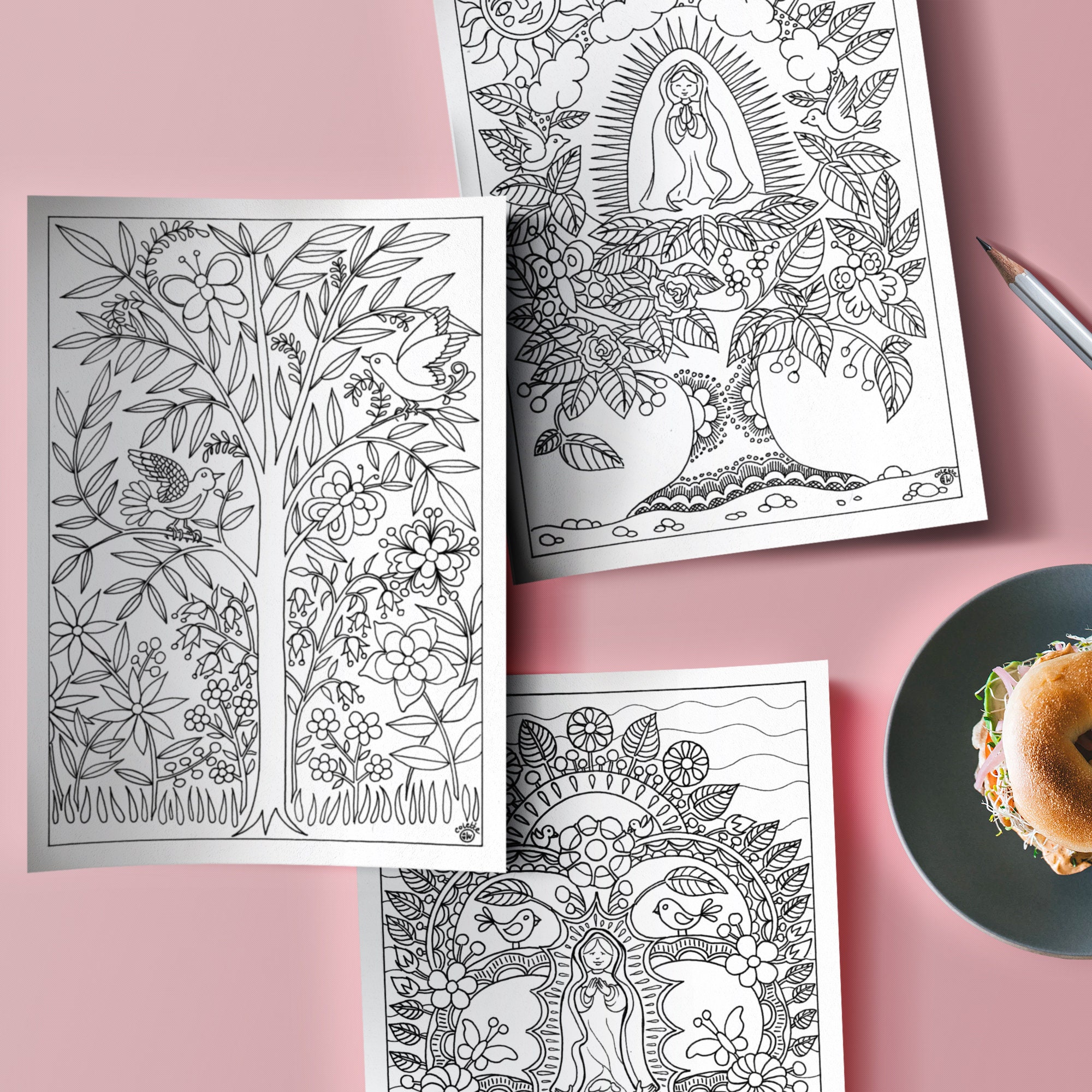 Trees of Life Coloring Pages – Set of 3 Hand-drawn A4 PDF Illustrations ...