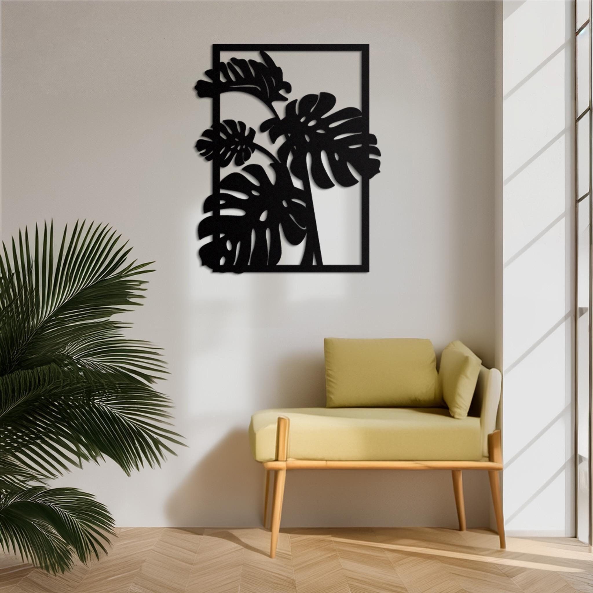 Monstera Metal Wall Art, Living Room Decor, Monstera Wall Art ...