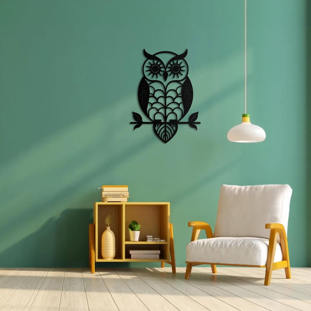 Owl Metal Wall Art, Unique Modern Home Decor, Fall Decor, Metal Owl ...