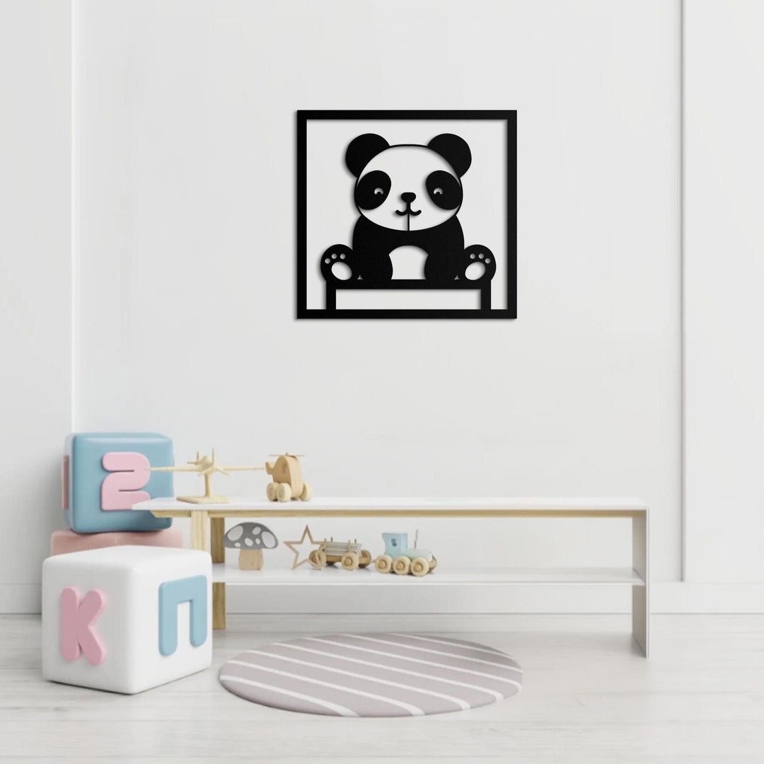 Panda Metal Wall Decor, Gift for Kids Birthday, Custom Panda Wall Decor ...