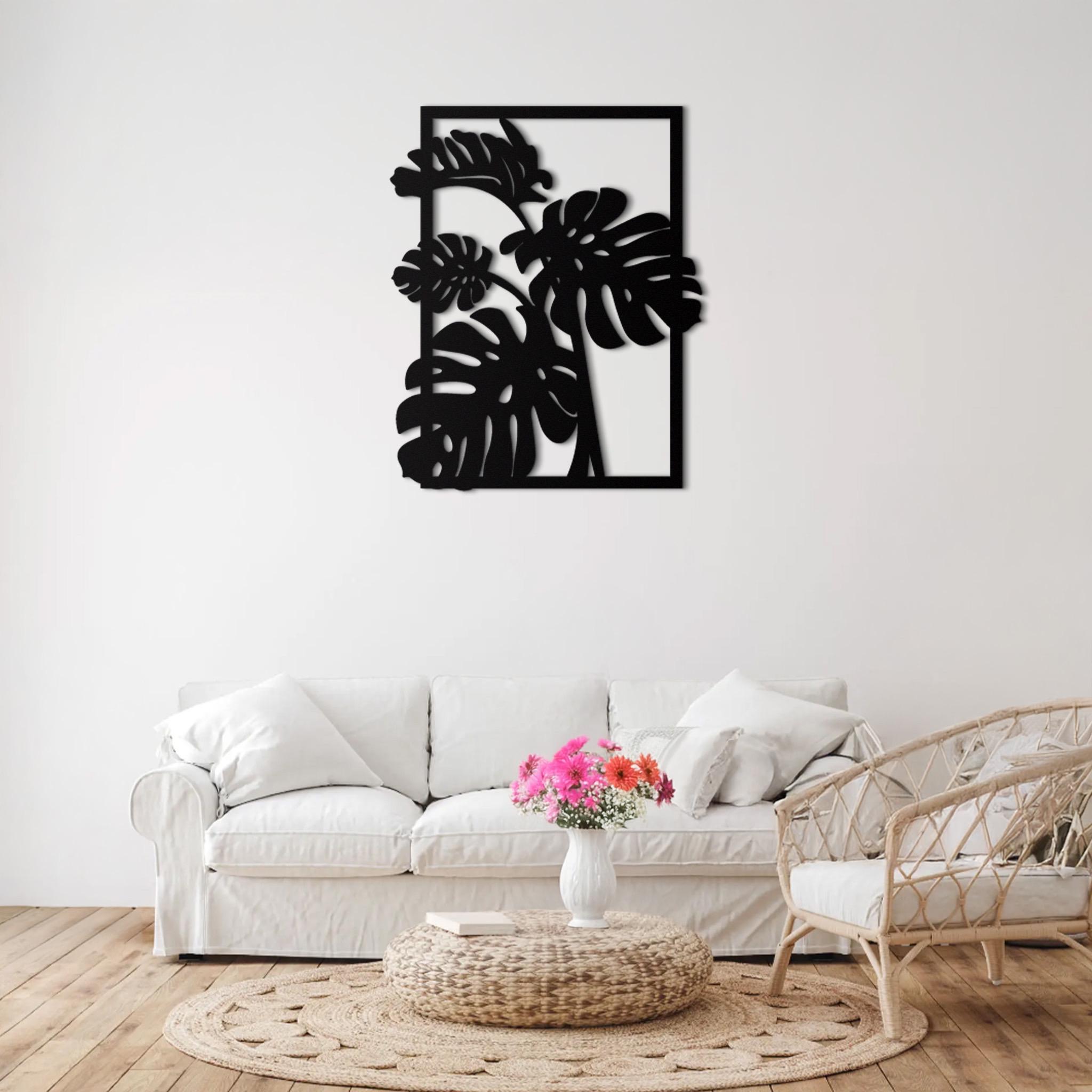 Monstera Metal Wall Art, Living Room Decor, Monstera Wall Art ...