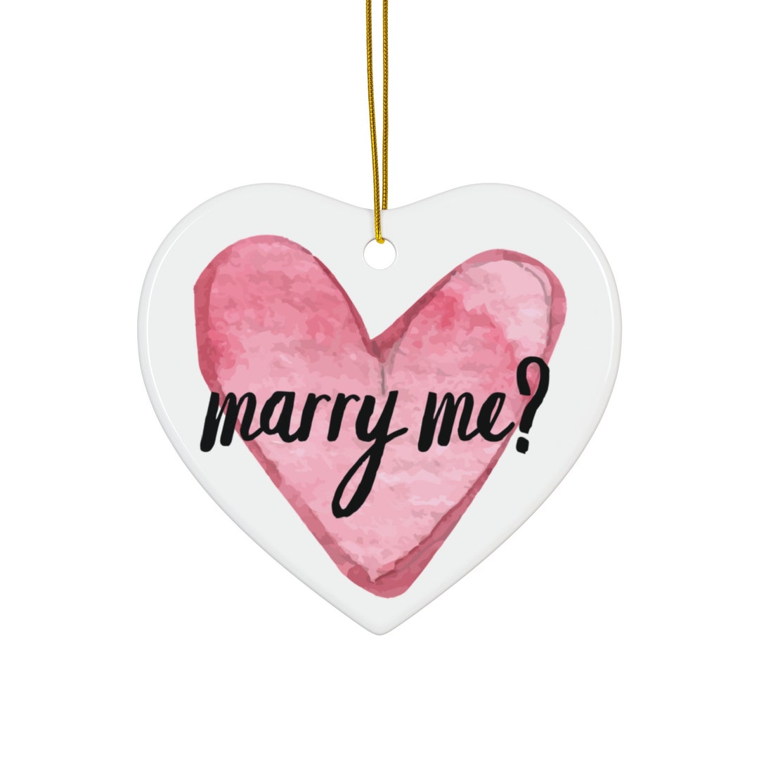 Marry Me? Ceramic Pink Heart Engagement Ornament - Etsy