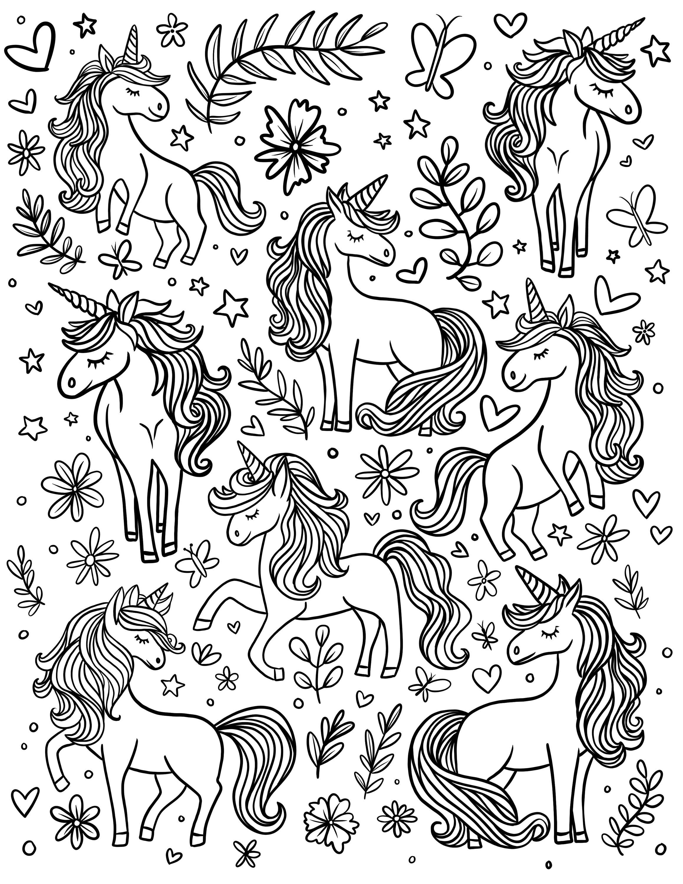 Coloring Page: Unicorns - Etsy