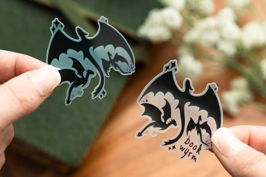 Book Wyrm Dragon | Waterproof Transparent Sticker - Etsy