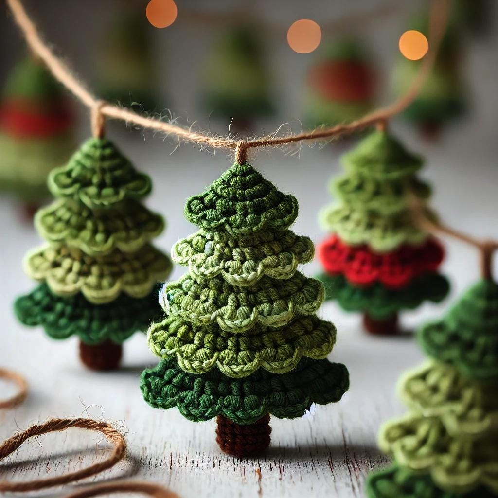 Easy Crochet Christmas Tree Garland Pattern – Festive Holiday Decor ...