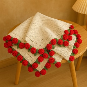 Roses Bouquet Crochet Blanket Pattern PDF, Flower Throw Blanket DIY ...