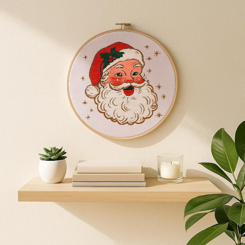 Vintage Santa Cross Stitch Pattern, Classic Christmas Santa PDF, Retro ...