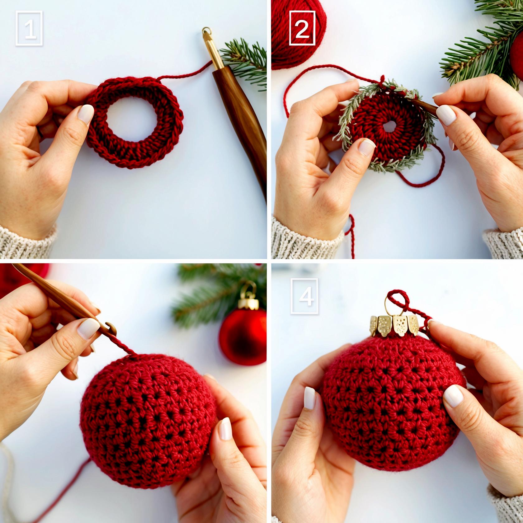 Crochet Christmas Ball Pattern, DIY Holiday Ornaments, Easy PDF Crochet ...