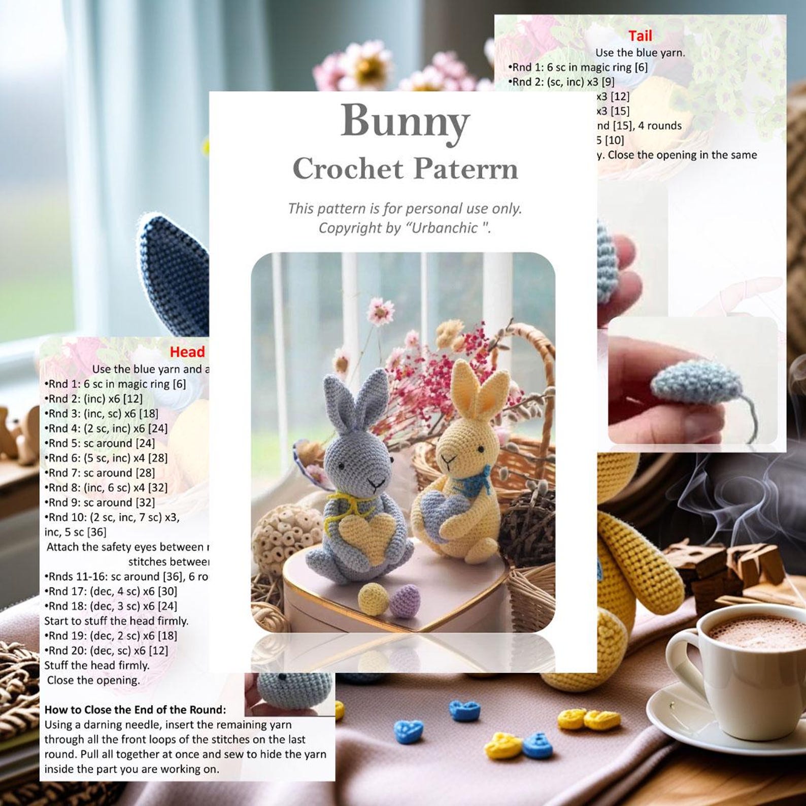 Easter Marshmallow Bunny Crochet Pattern - Mini Amigurumi, PDF Digital ...