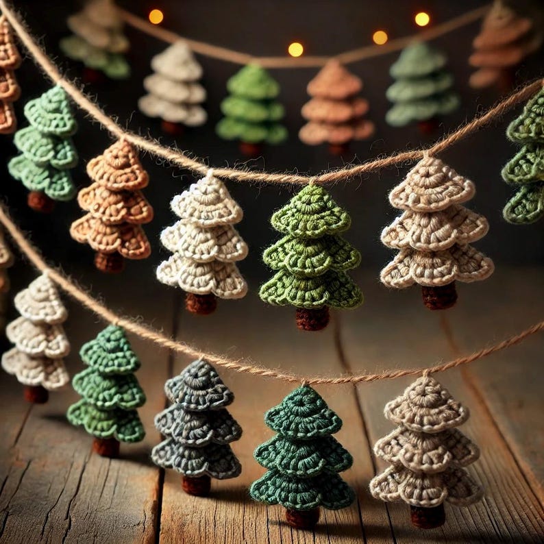 Easy Crochet Christmas Tree Garland Pattern – Festive Holiday Decor ...