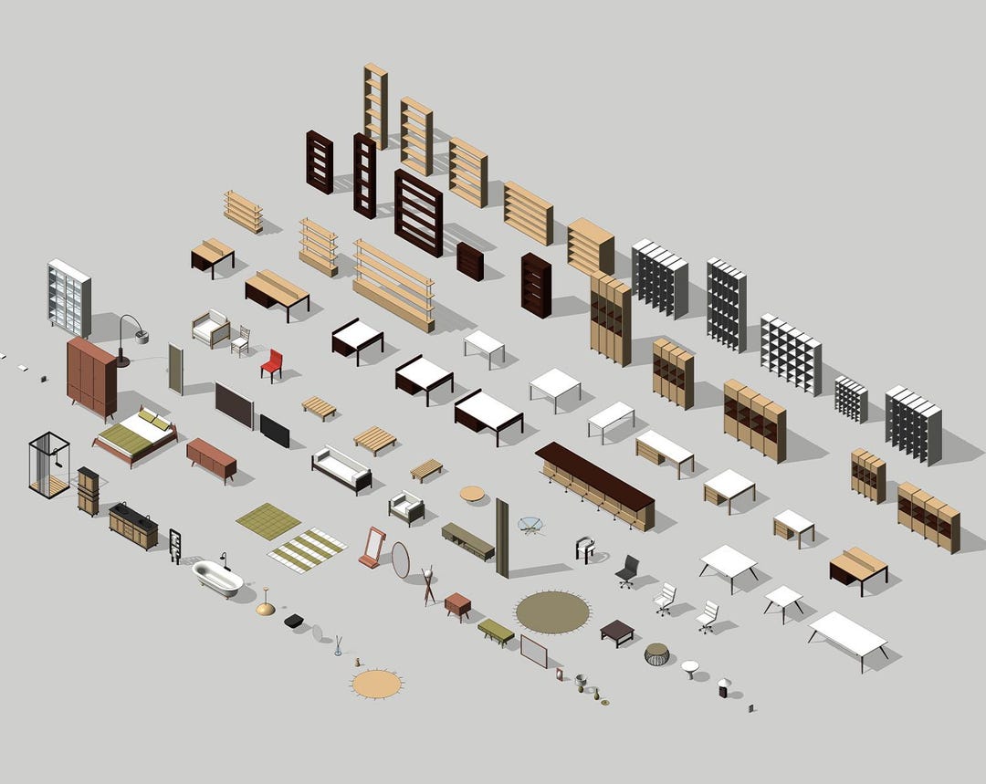 Modern Furniture Revit Family Library: Interior Design Objects (.rfa ...