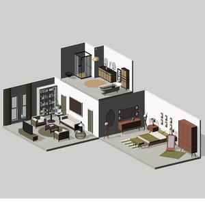 46 Revit (.rfa) Objects for Interior Design - Modern Bedroom + Living ...