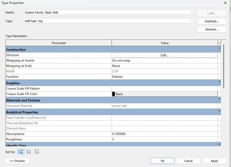 Log Profile Wall | Revit Family | Timber Wall Panel | Parametric Wooden ...