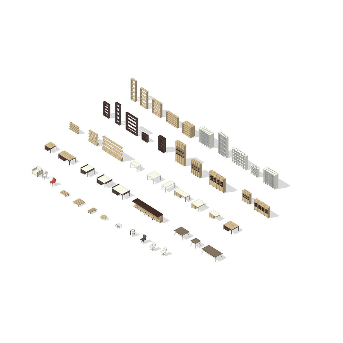 50 Revit (.rfa) Objects for Library and Offices - Modern Library ...