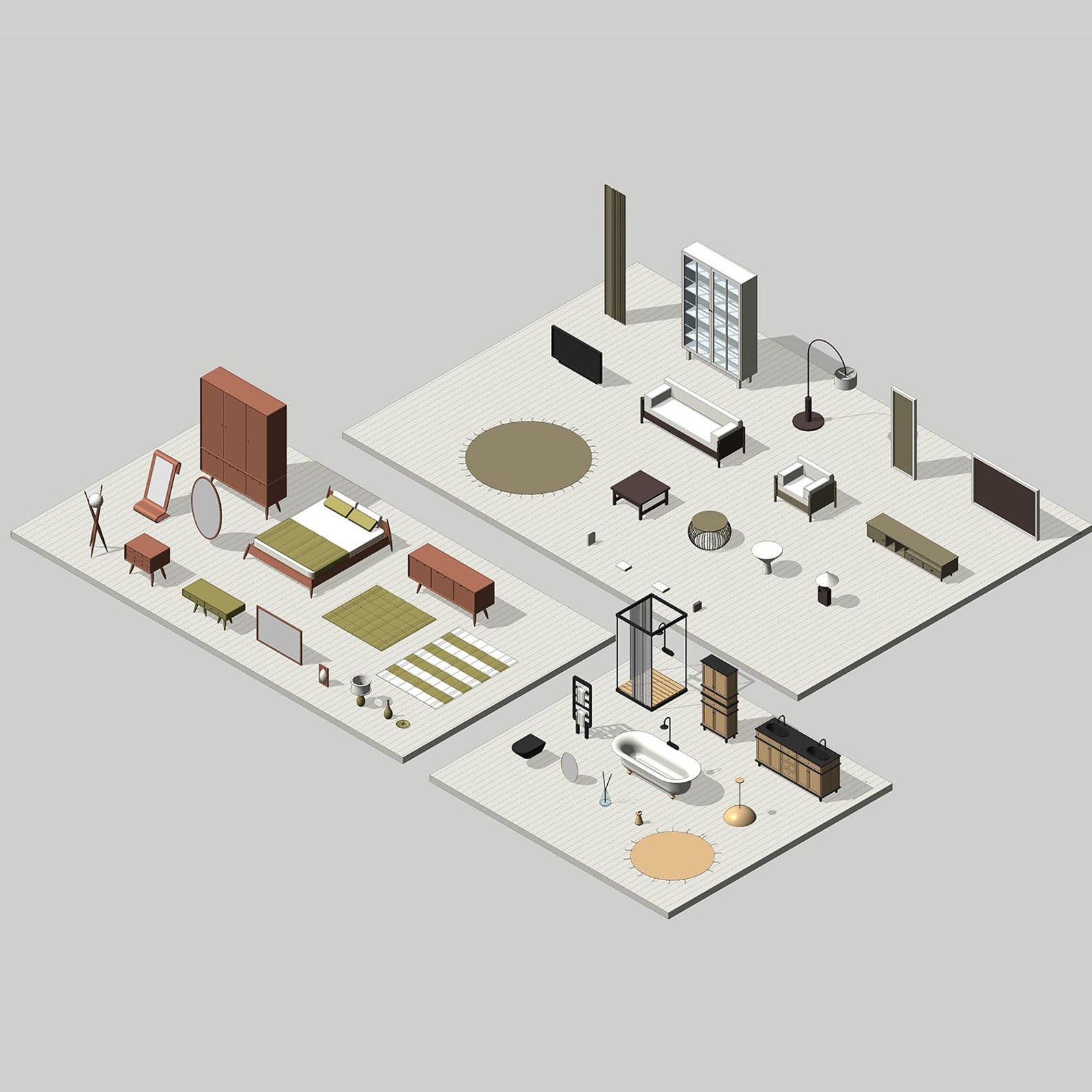 Modern Furniture Revit Family Library: Interior Design Objects (.rfa ...